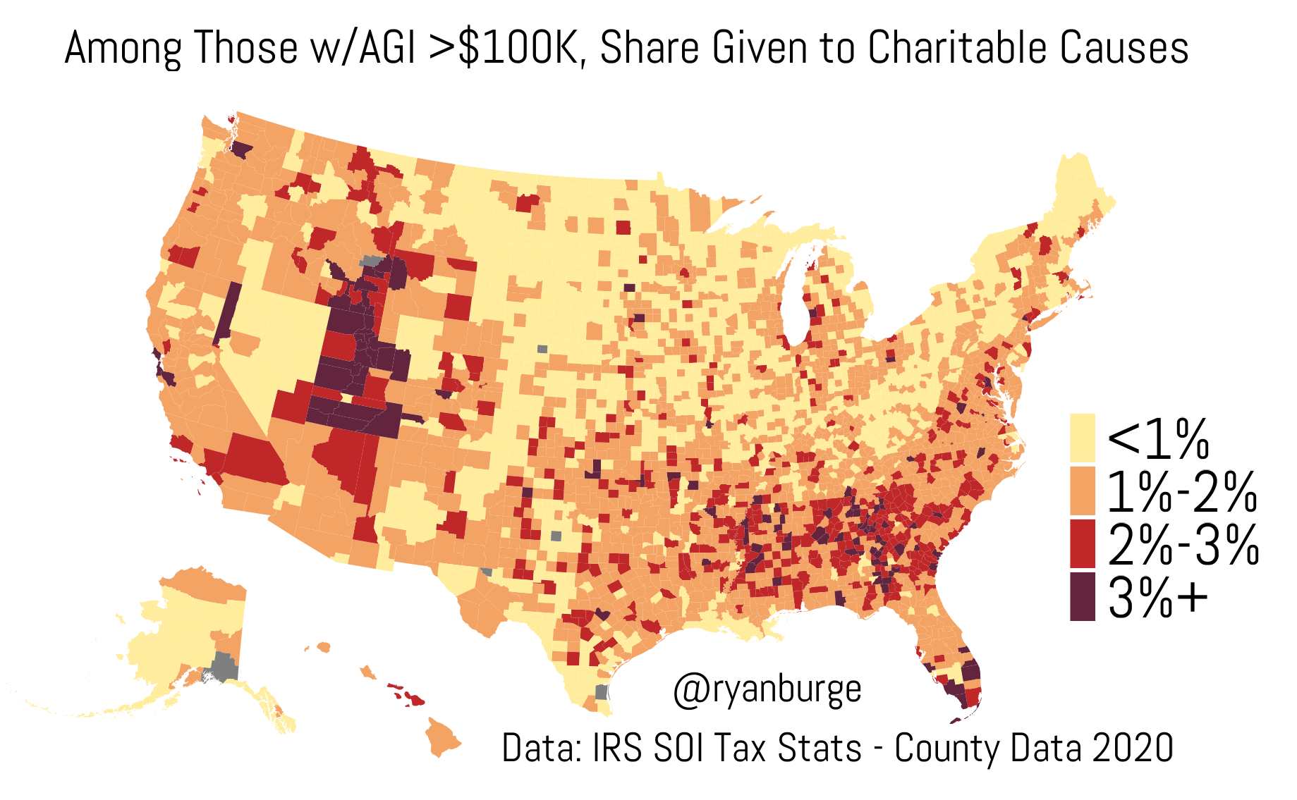 Are Religious Areas More Charitable? - by Ryan Burge