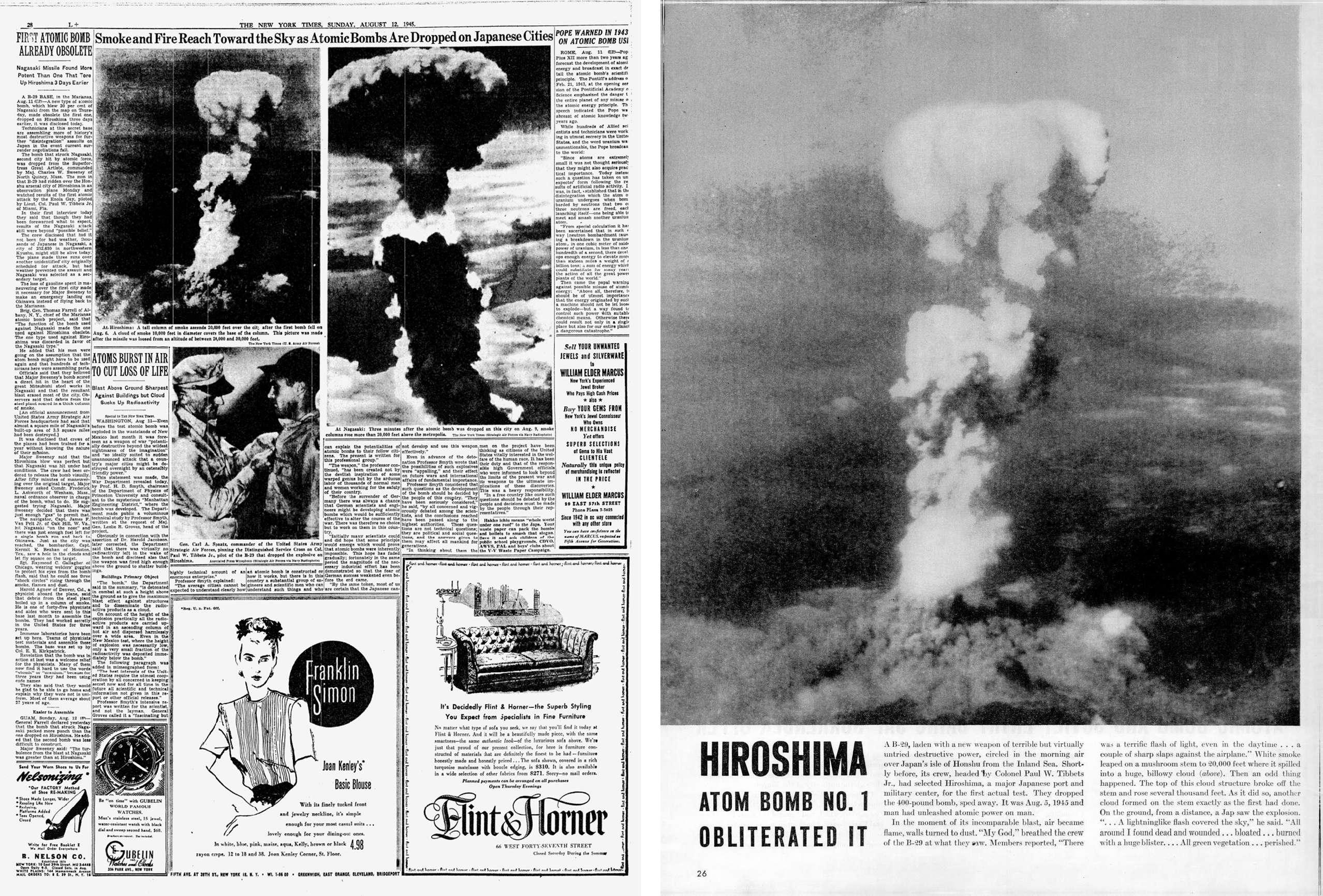 Wwii Atomic Bomb Newspaper Article