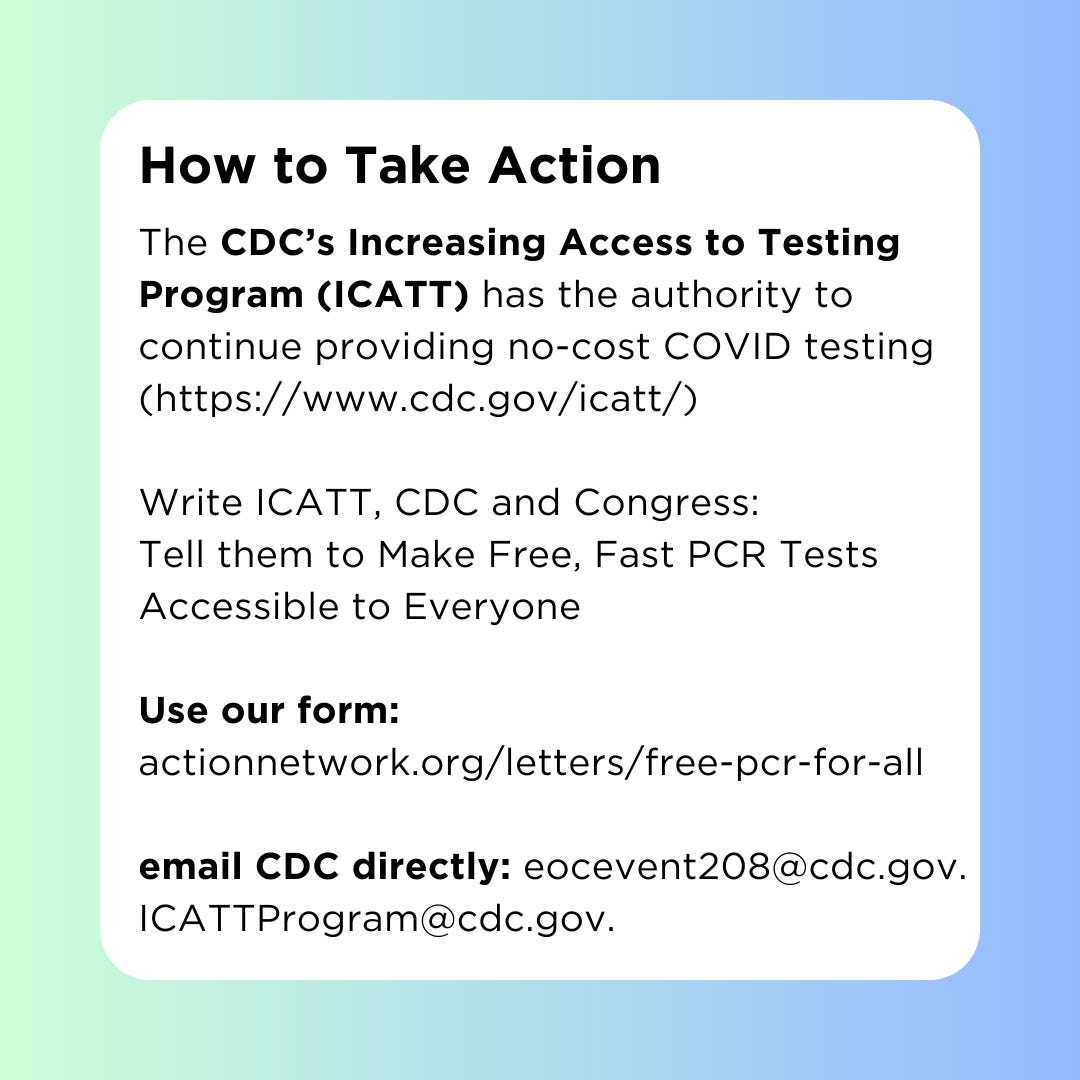 Tell CDC and Congress We Need Free PCR and Data Collection