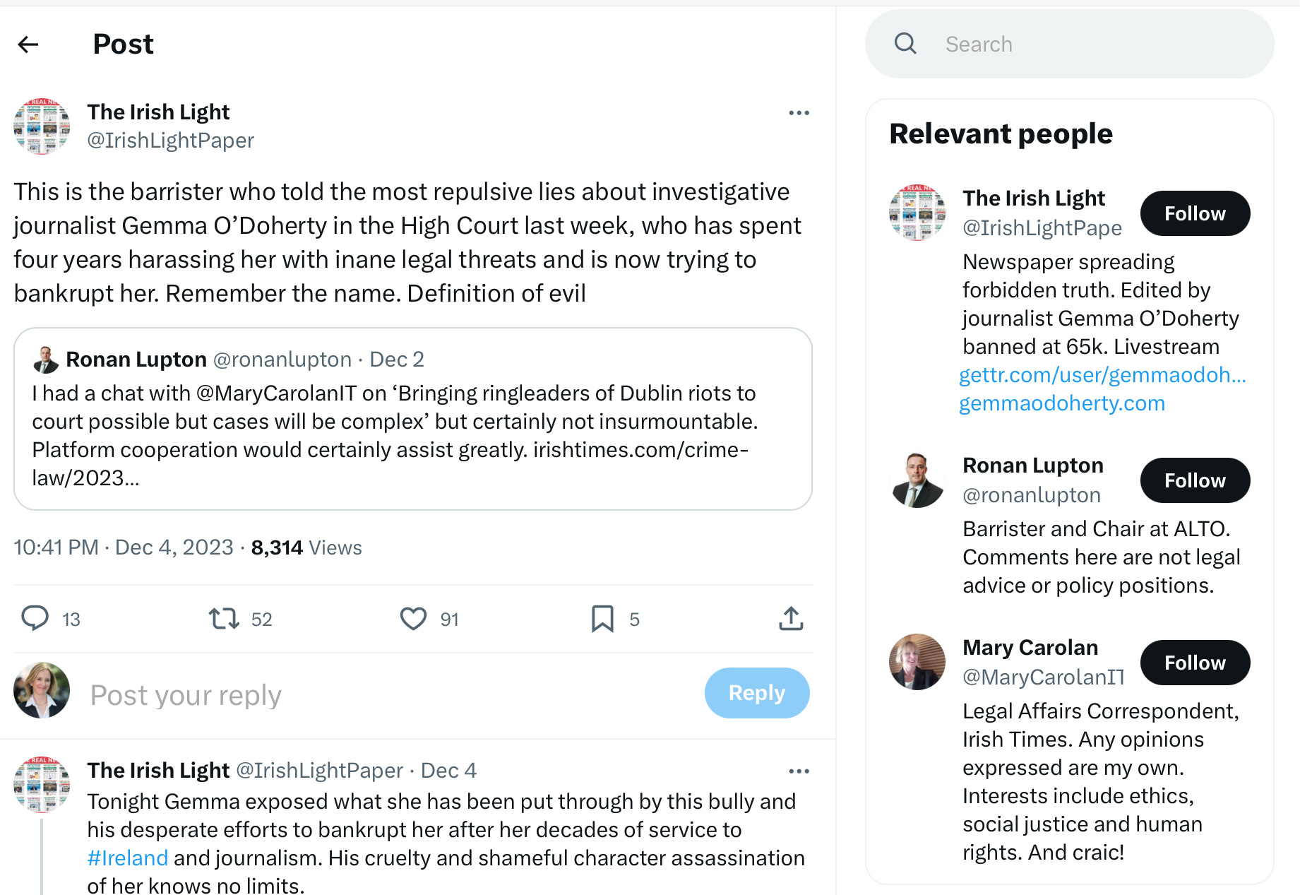 GIT (Government Internet Tsar) Ronan Lupton Tries To Silence Gemma O ...