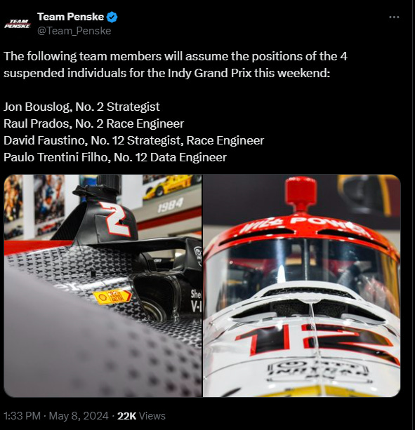 Team Penske shuffling crews ahead of Indy - by Derik Vance