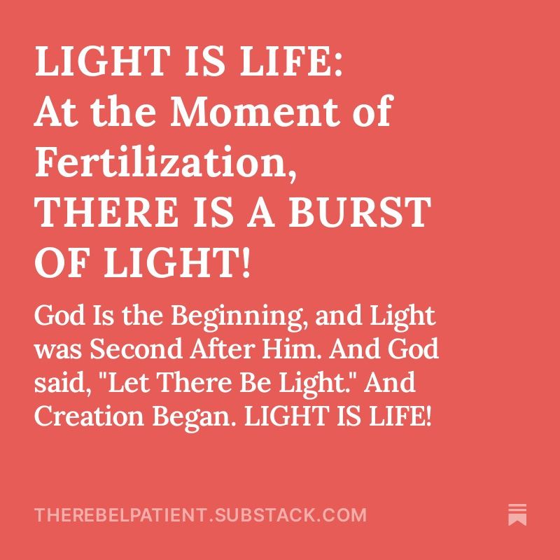 LIGHT IS LIFE: At the Moment of Fertilization, THERE IS A BURST OF LIGHT!