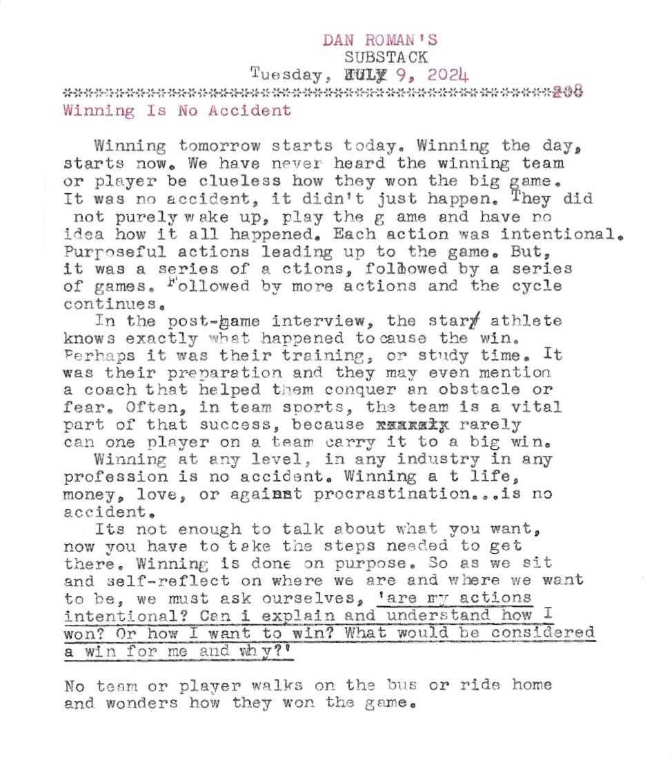 Winning Is No Accident - Dan Roman's Substack