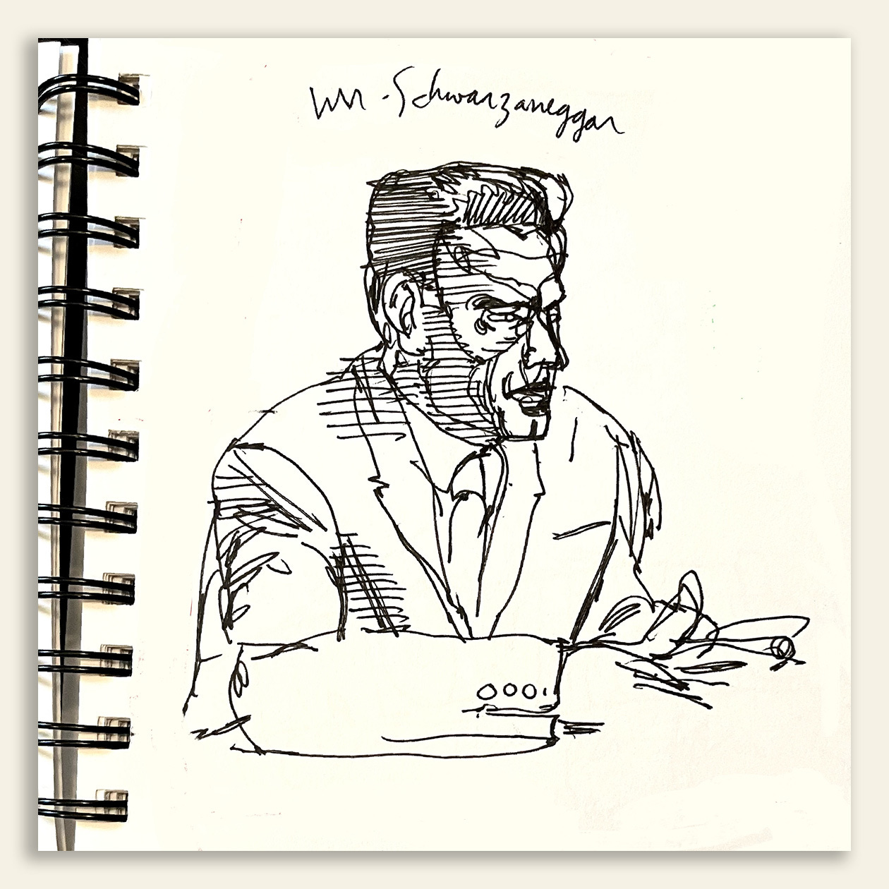Drawing Arnold Schwarzenegger - by Bill Russell
