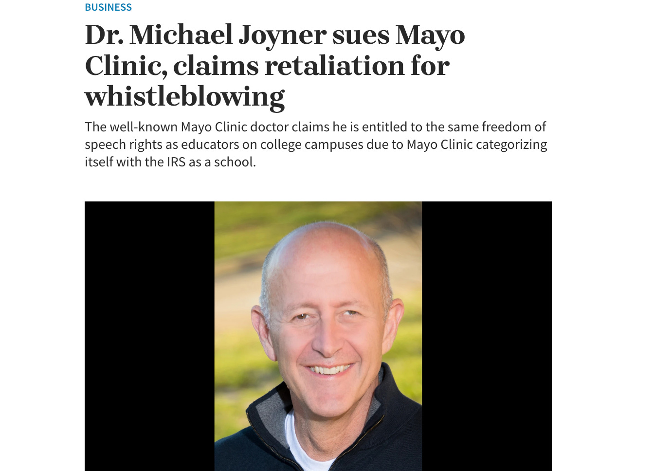 Mayo clinic punishes Mike Joyner for saying that transgendered athletes ...