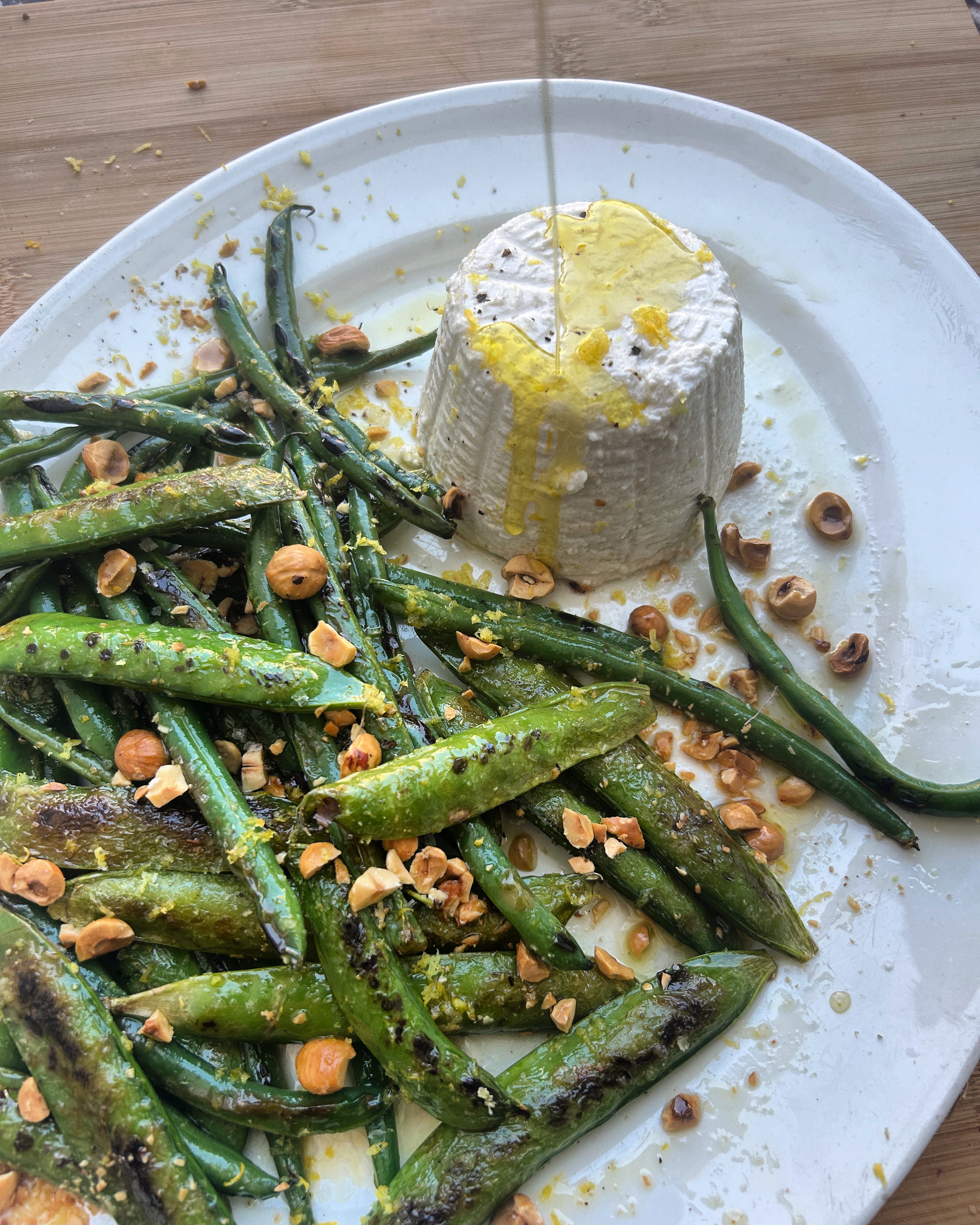 Ricotta 3 ways - in doughnuts with cherries, with charred peas and ...