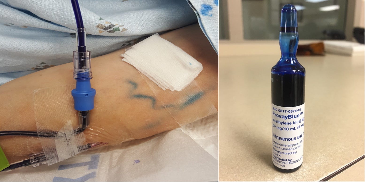 Methylene Blue is TOXIC WASTE. From Sewer to Arm: a Miracle Treatment?