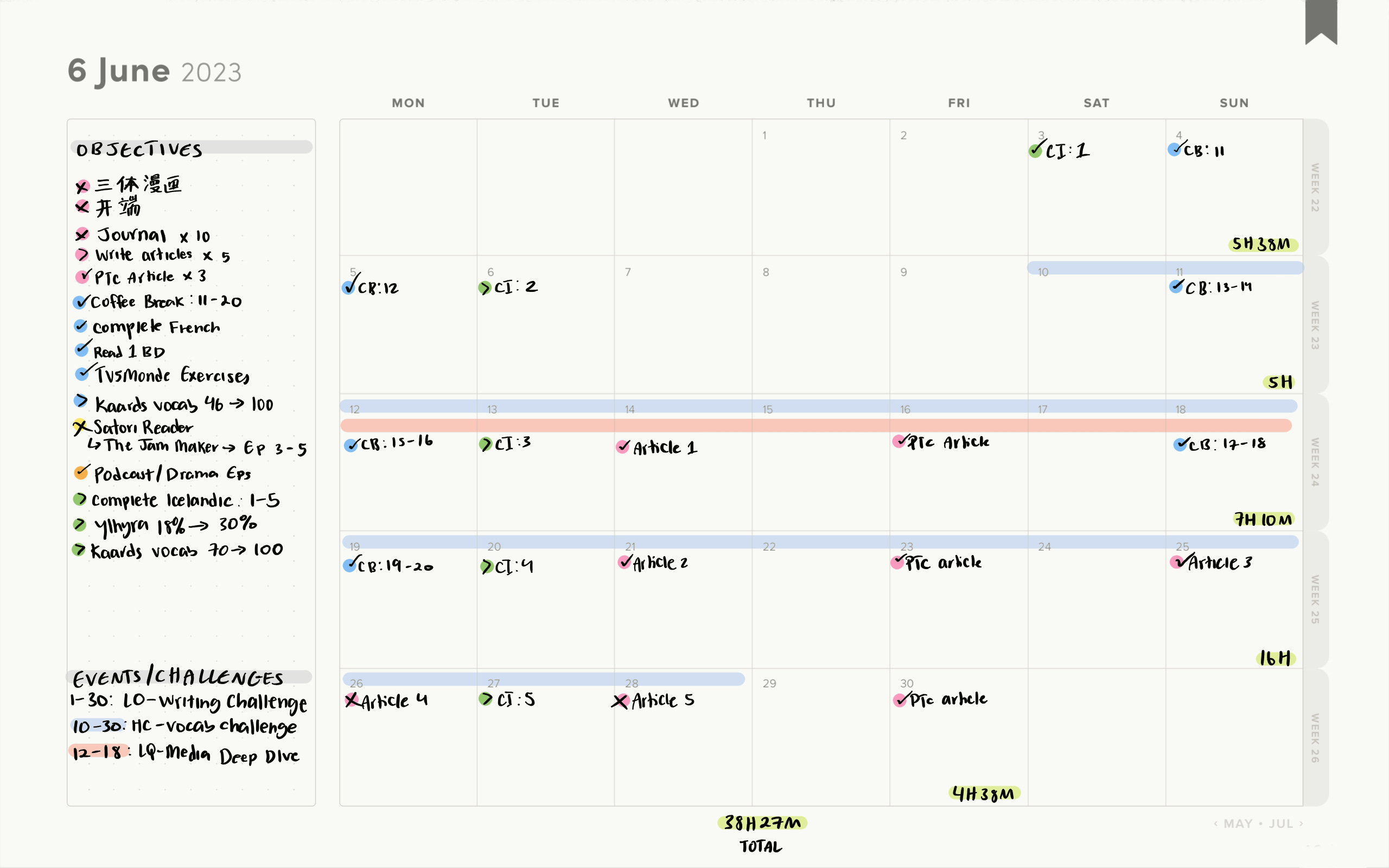 📅 June Language Study Recap and July Plan - by Victoria