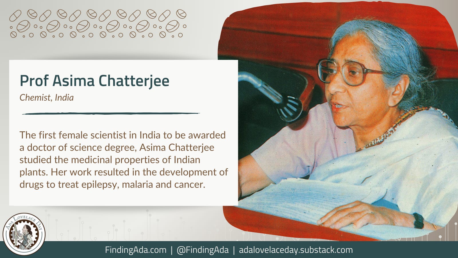 Prof Asima Chatterjee, Chemist - by Suw @ Ada Lovelace Day