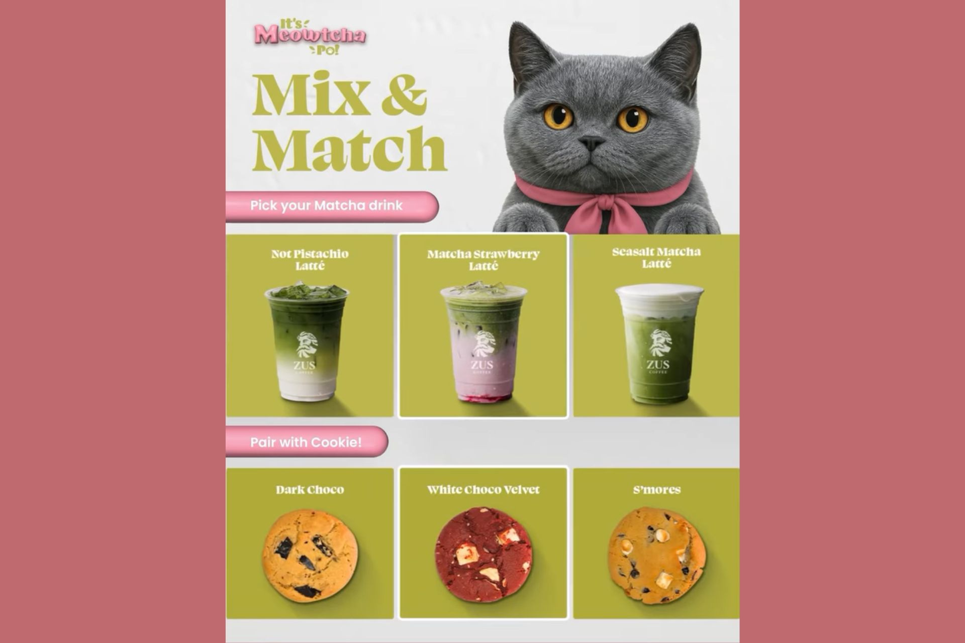 Get 10% off ZUS Coffee's Matcha Series when you pair it with a cookie