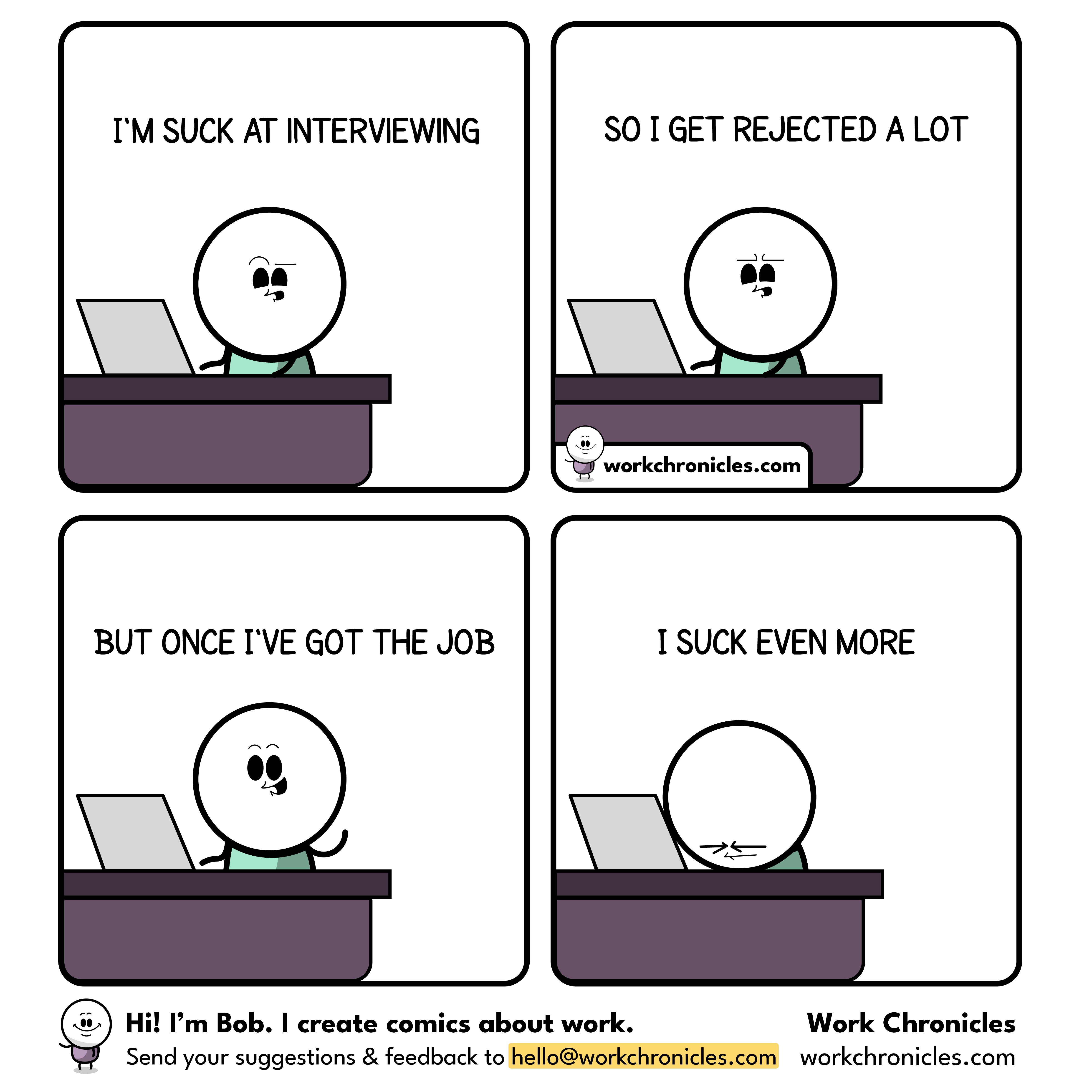 (comic) Interviewing vs On-job - Work Chronicles