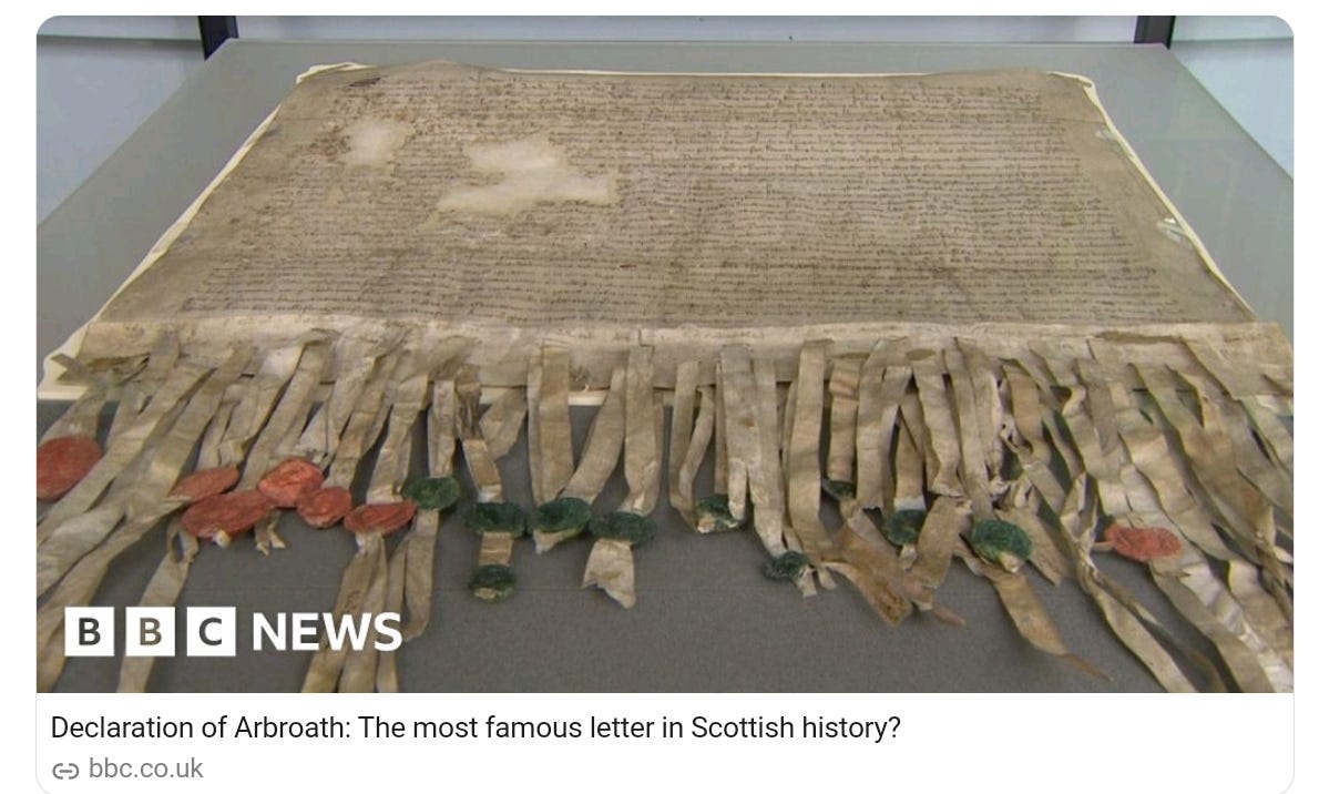 DECLARATION OF ARBROATH - the most famous letter in Scottish History ...