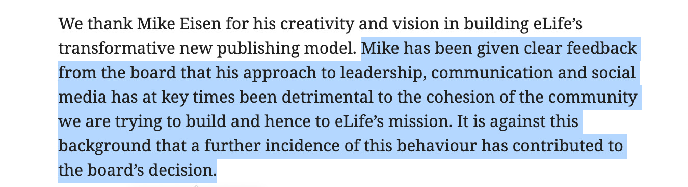 ELife fires Mike Eisen for Tweets