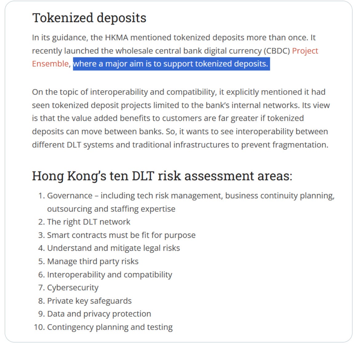 Tokenization of deposits: trends, challenges and potential