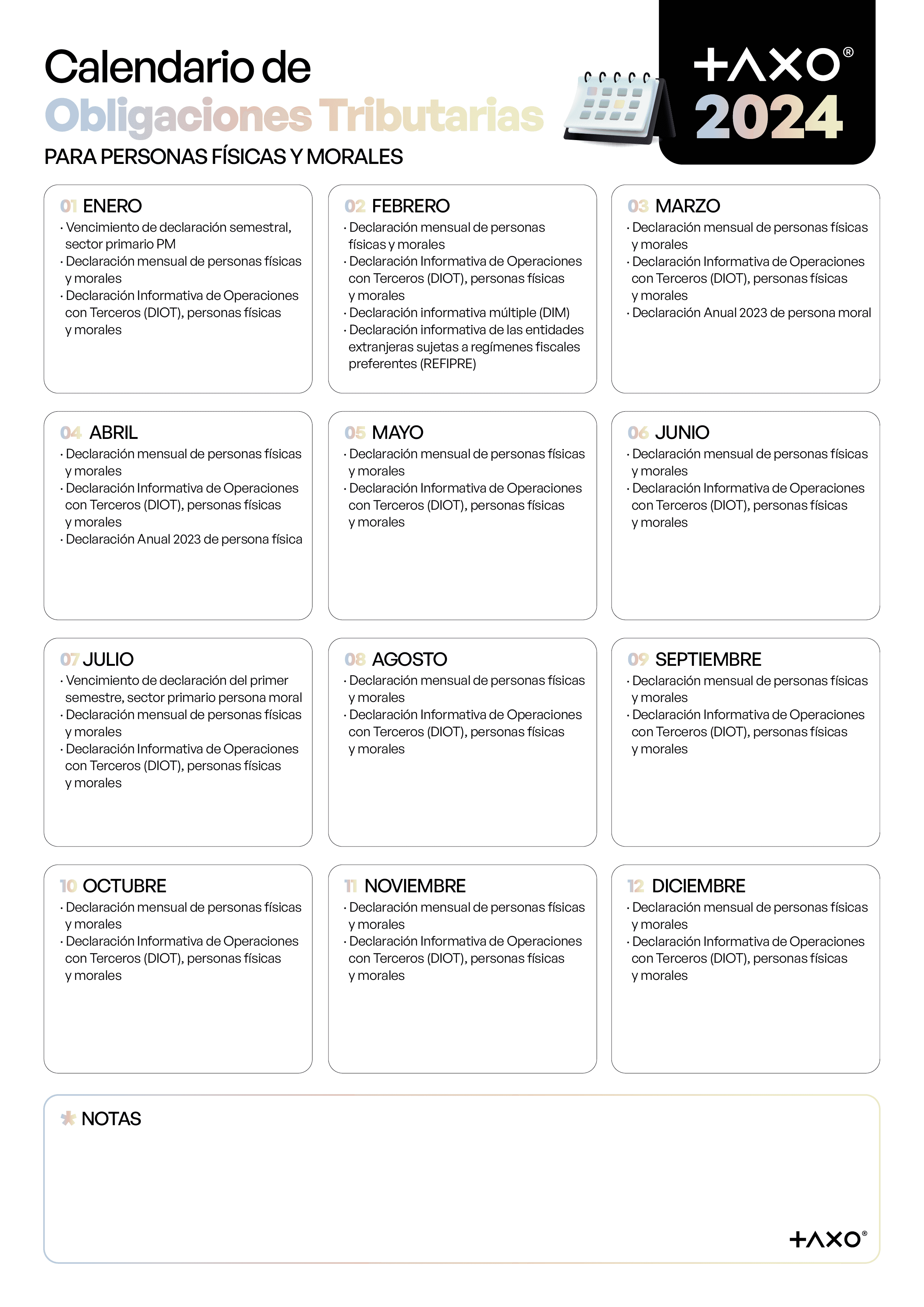 Calendario de Obligaciones Fiscales México【2024】| Taxo