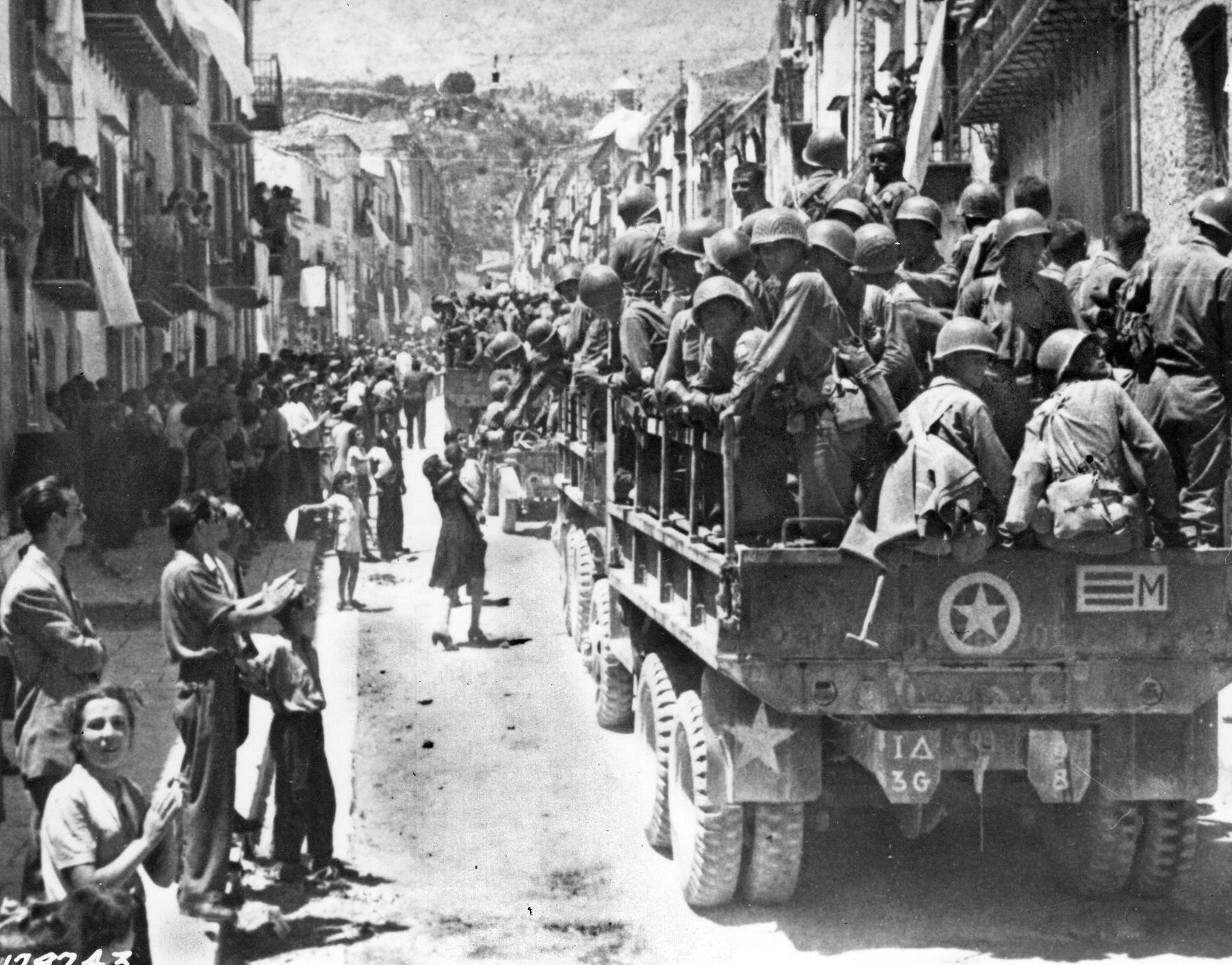 Patton marches into Palermo, Sicily - by Martin Cherrett