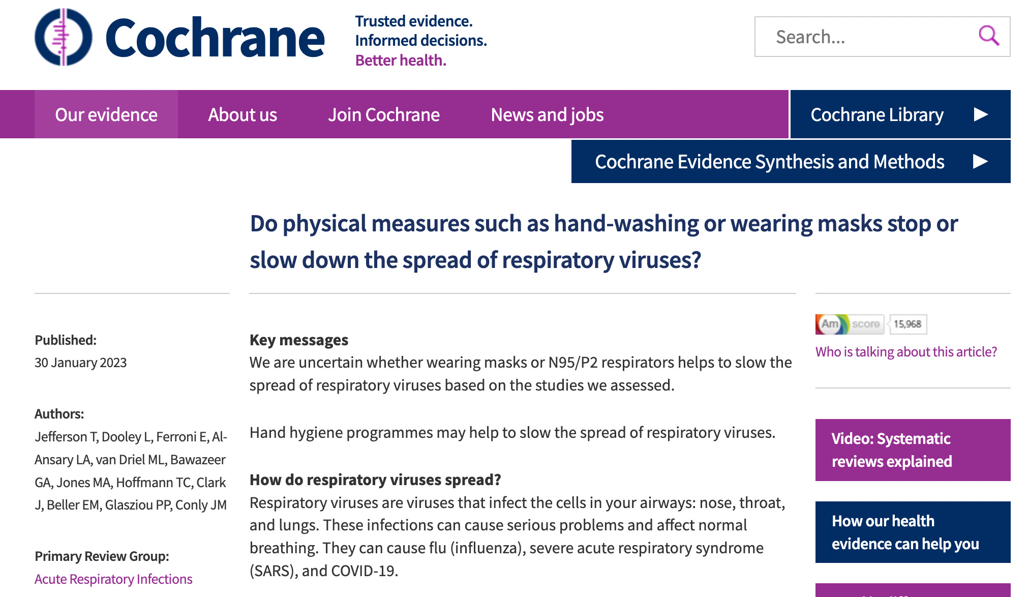 The Cochrane Review on Masks - by GeroDoc