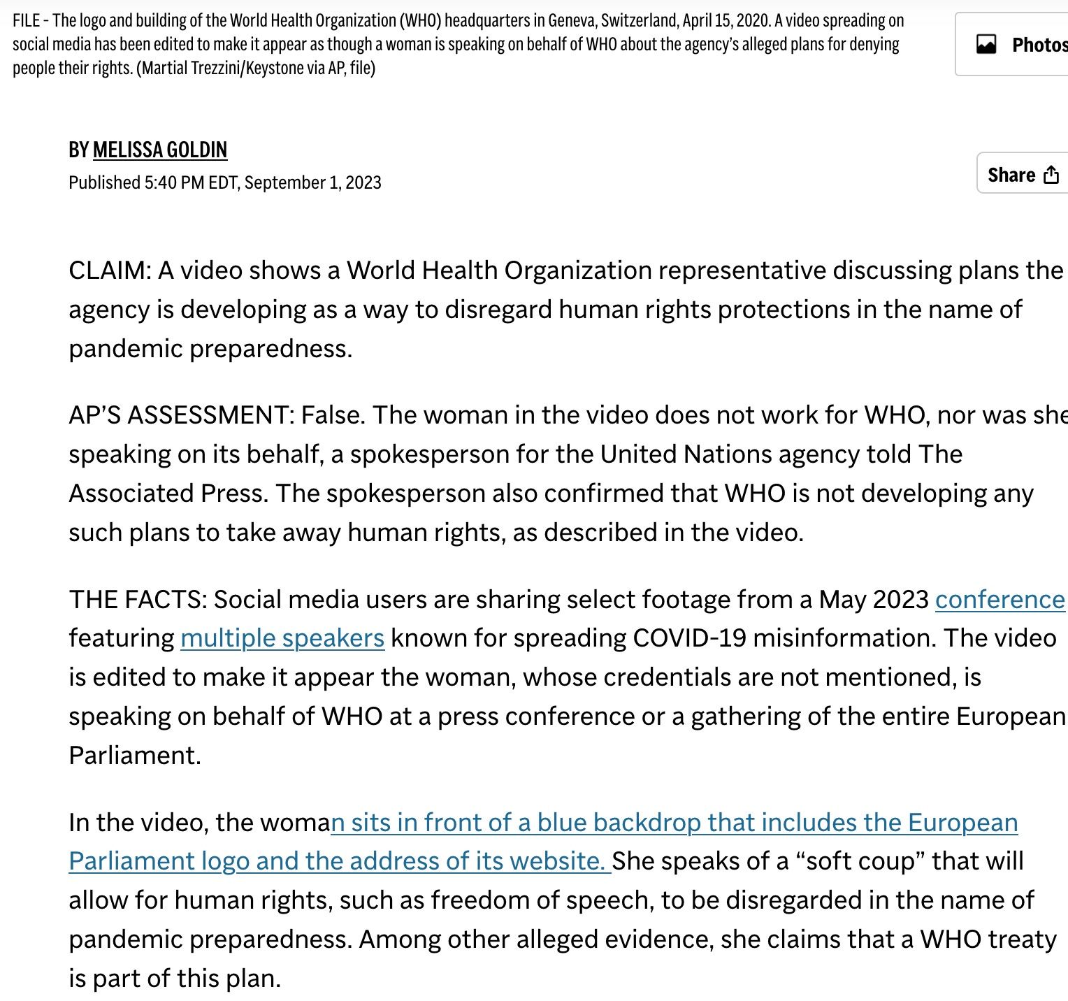 Voila! the HIT Piece - by Meryl Nass