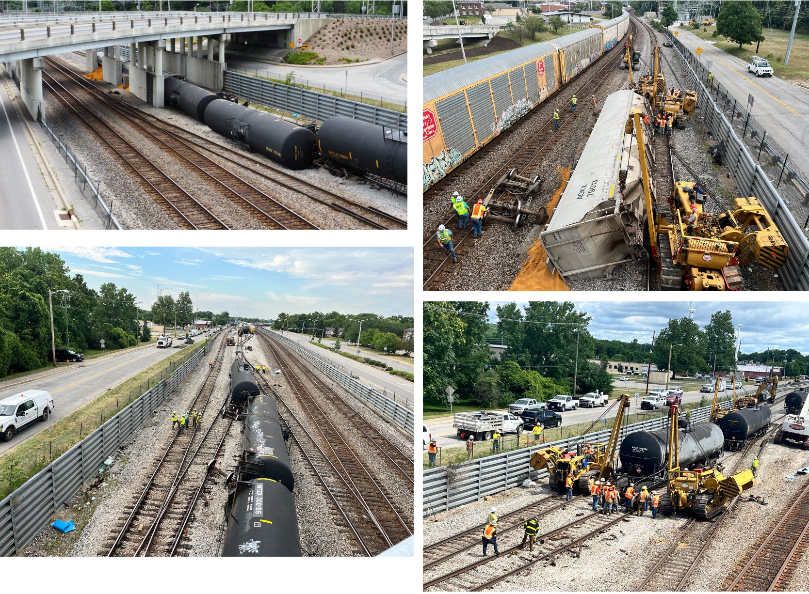 Cleanup continues, cause undetermined in derailment under Harrison Bridge