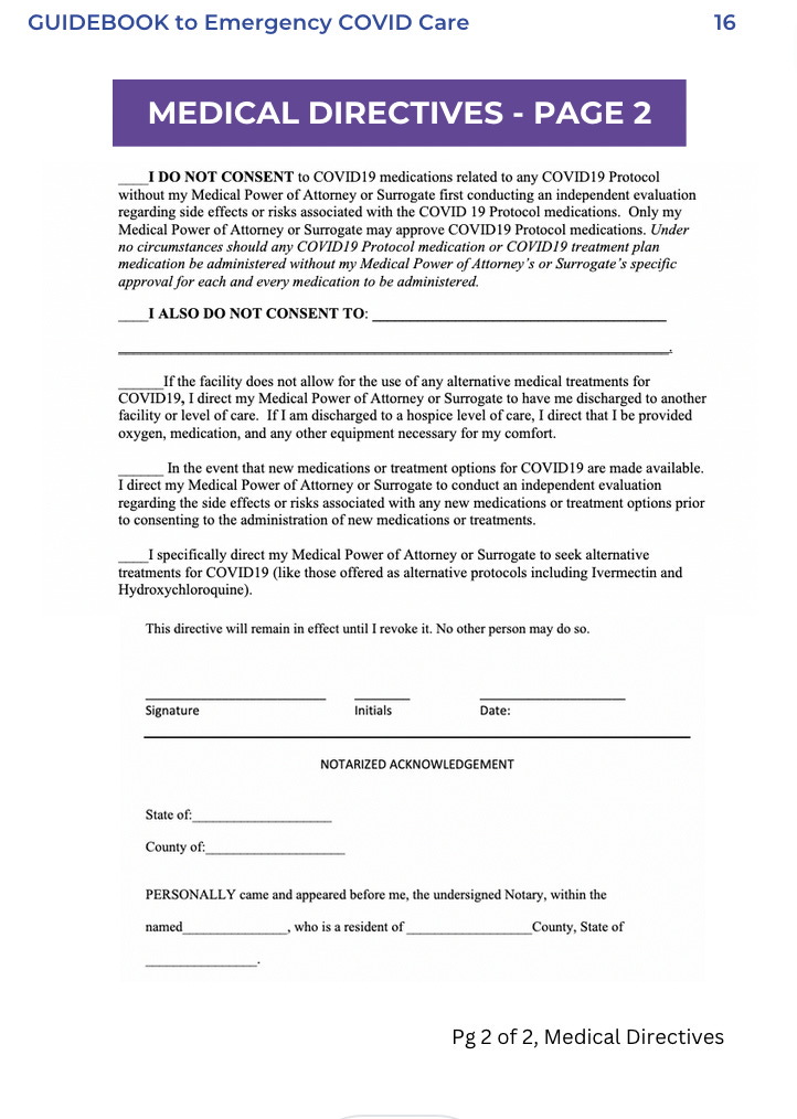 MEDICAL DIRECTIVES and GUIDEBOOK TO Emergency COVID CARE: Updated for ...