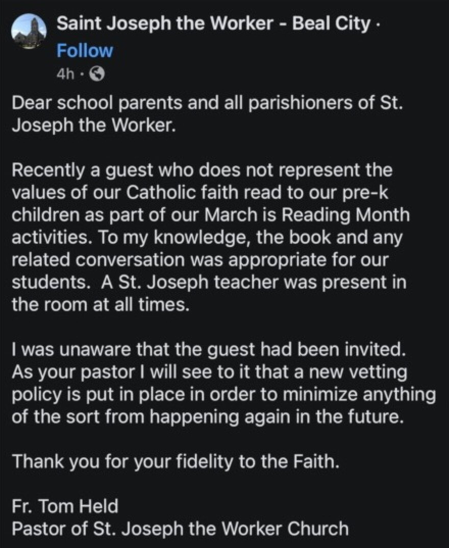 Catholic priest resigns after backlash involving his criticism of a gay ...