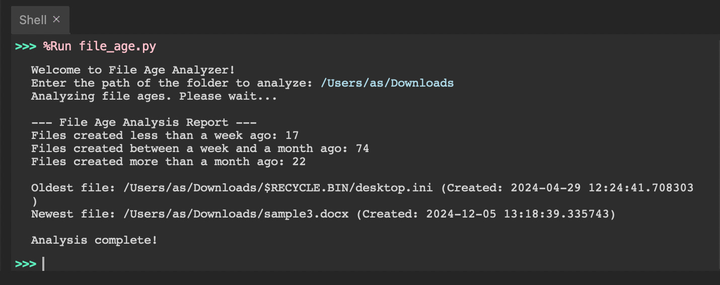 File Age Analyzer with Python - by Ardit Sulce