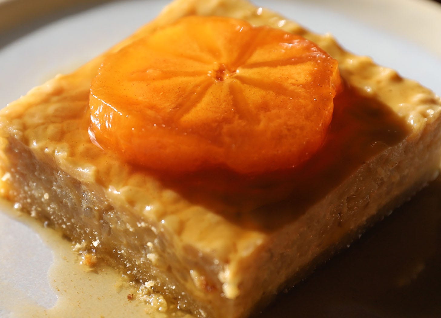 N° 28: Milk Tea Rice Pudding Squares with Persimmons & Earl Grey Honey