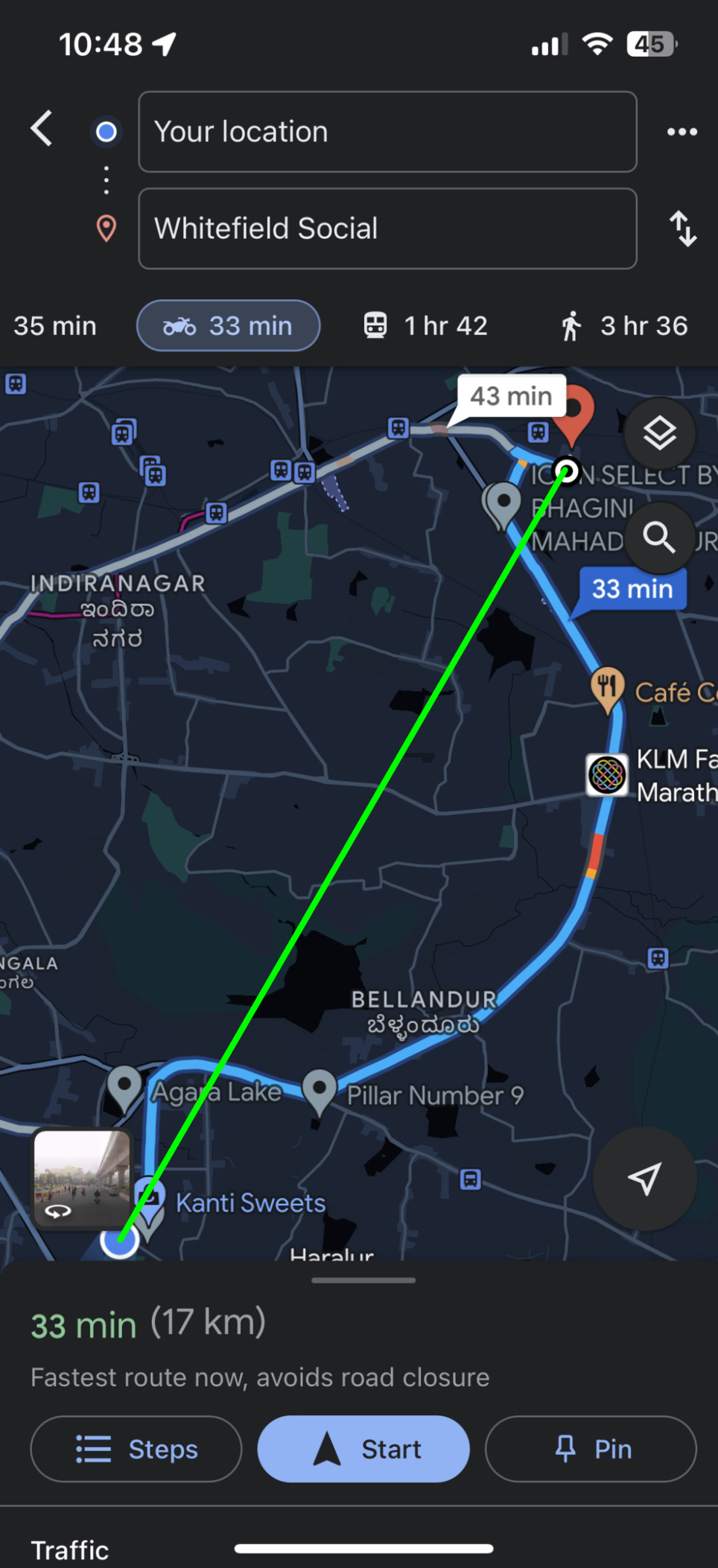 Why does Google Maps display a slightly varying distance when we search for a location, and then ...