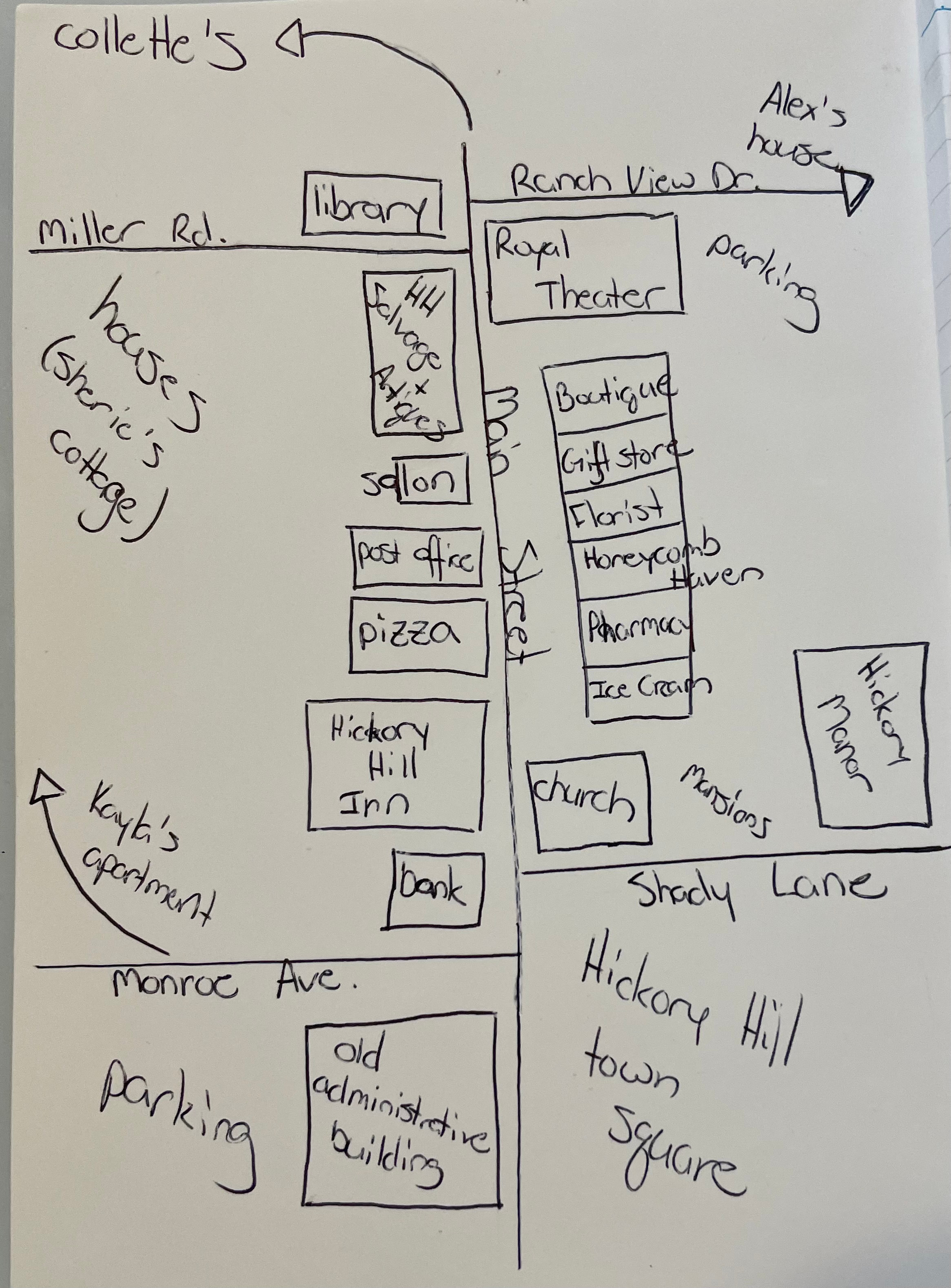 A (rudimentary) map of Hickory Hill - Leighton Rae Smith