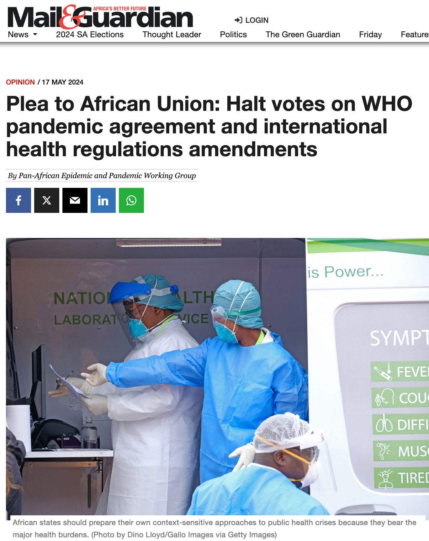 Plea to African Union: Halt votes on WHO pandemic agreement and ...