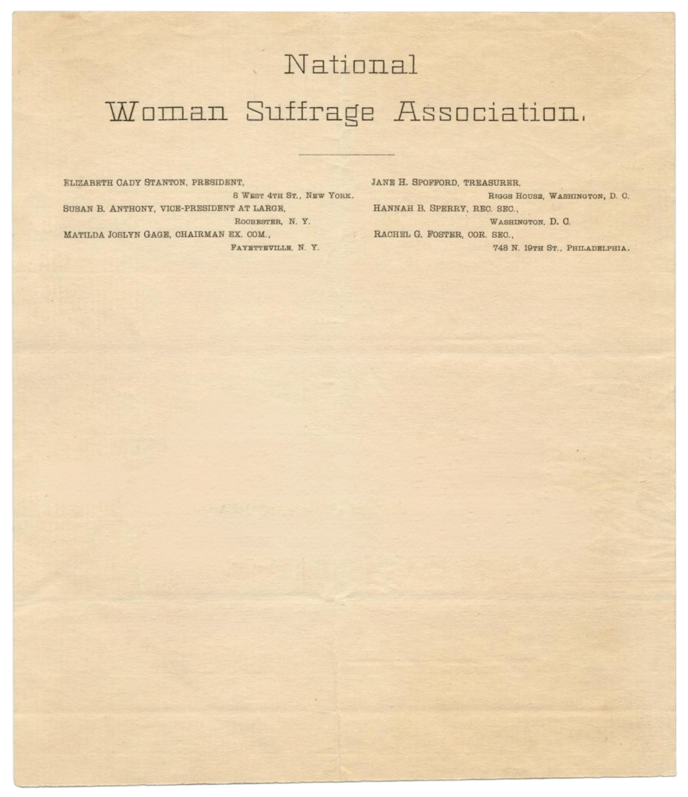 National Woman Suffrage Association - by Shaun Usher
