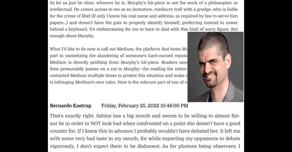 Spiritual Idealist Bernardo Kastrup Slanders Hossenfelder, Coyne, Pigliucci, Etc: Should They ...