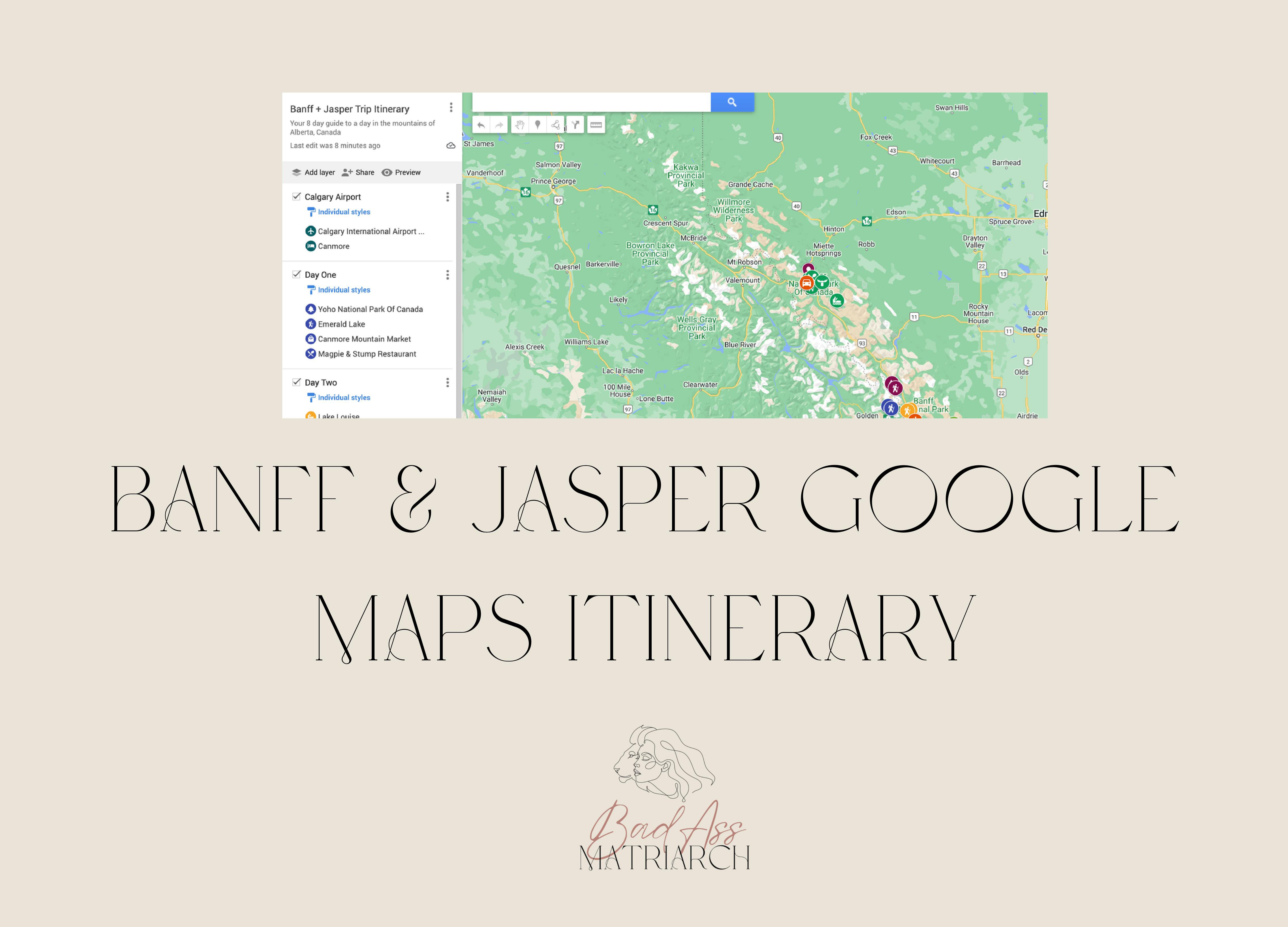 Banff & Jasper Google Maps Itinerary - by Lynzy