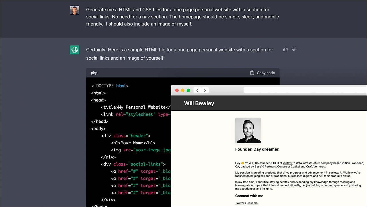 How I rebuilt my personal website in 30 minutes using ChatGPT