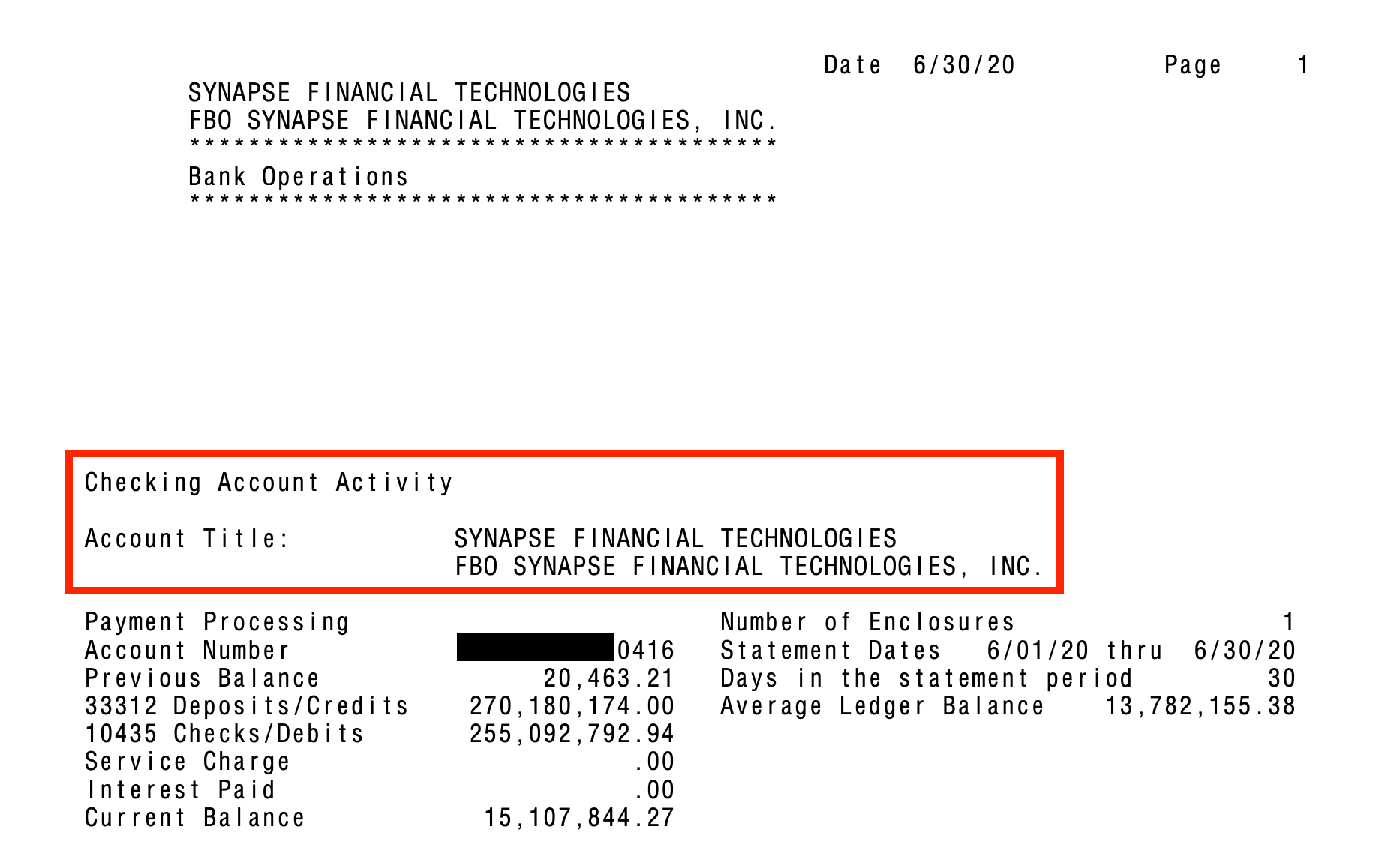 Synapse Used Customer Funds For Reserve Requirements, Partner Bank, Ex ...