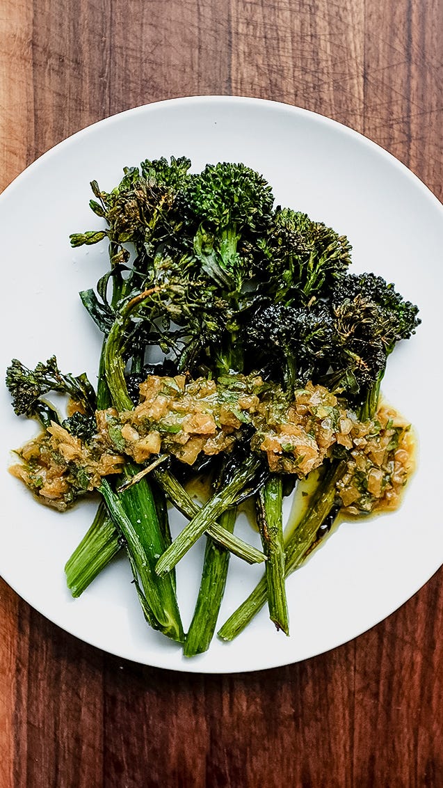 Roasted Broccolini w/ Miso Bagna Cauda - by Ross Deutsch