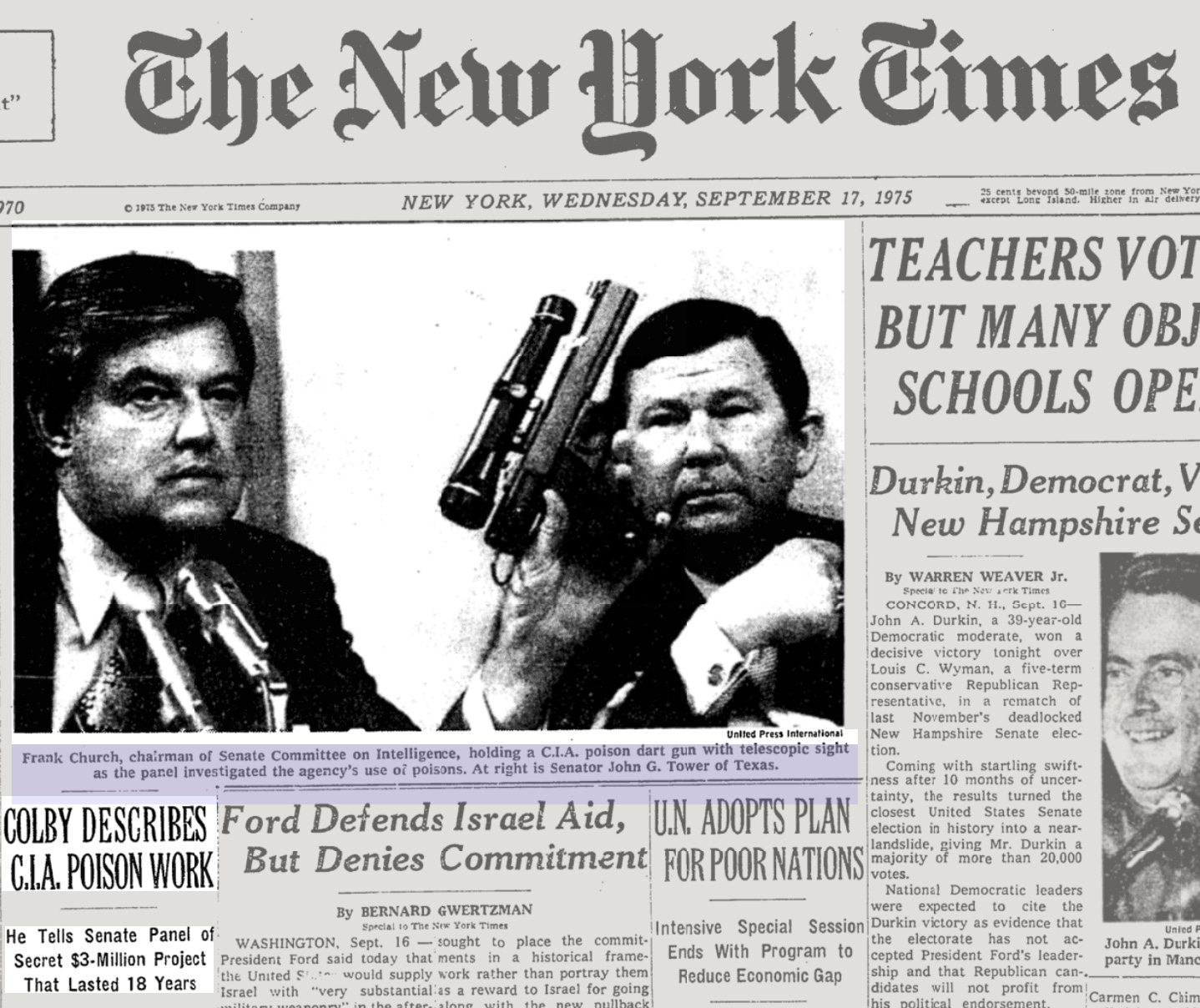 COLBY DESCRIBES C.I.A. POISON WORK by Nicholas M. Horrock. Special to ...