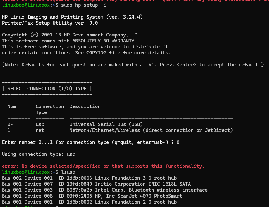 Trying (and failing) to get a deprecated HP Scanjet 4070 working on Linux