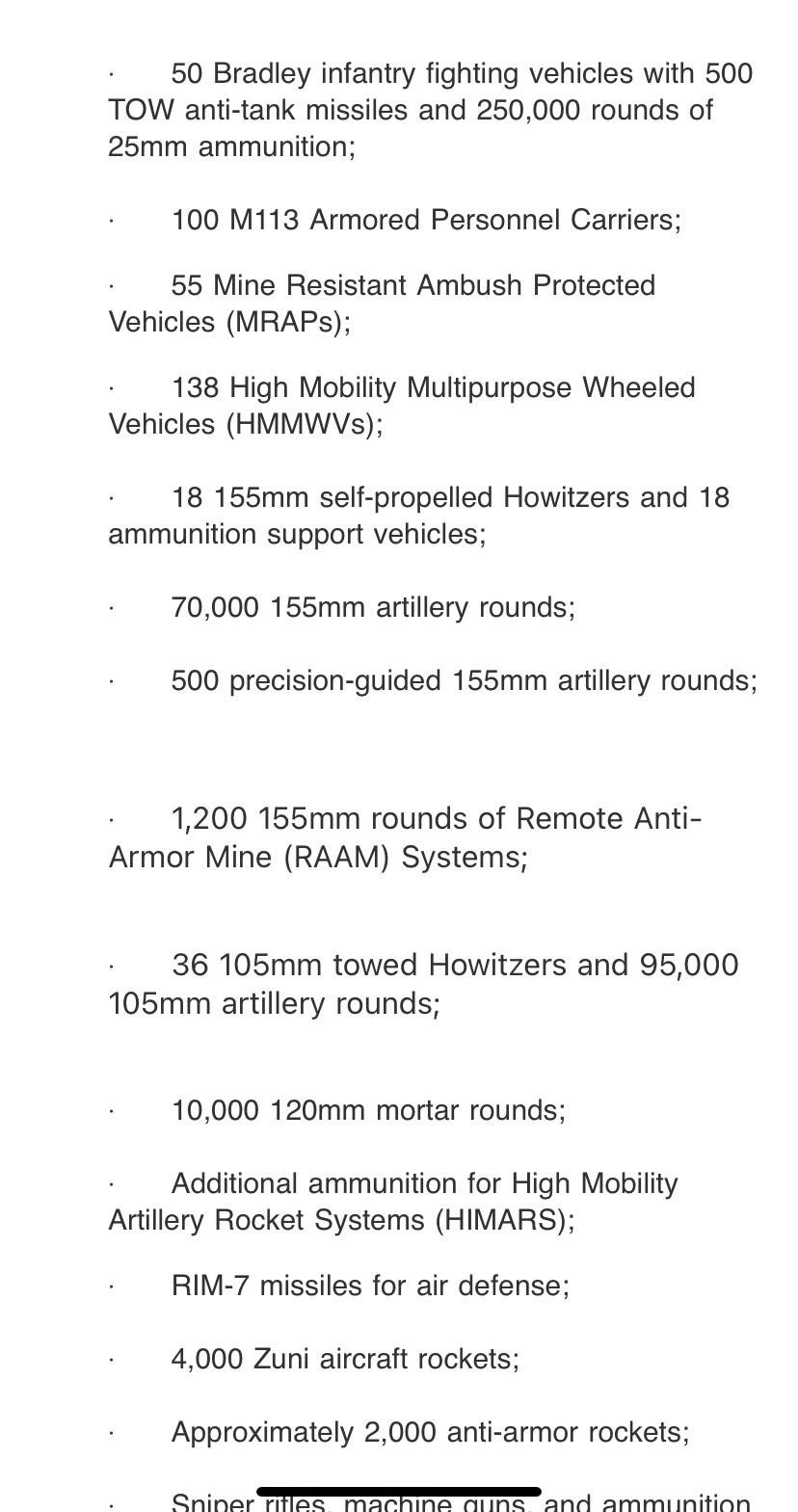 Breakdown of Recent Arms Transfers to UKR - by Render64