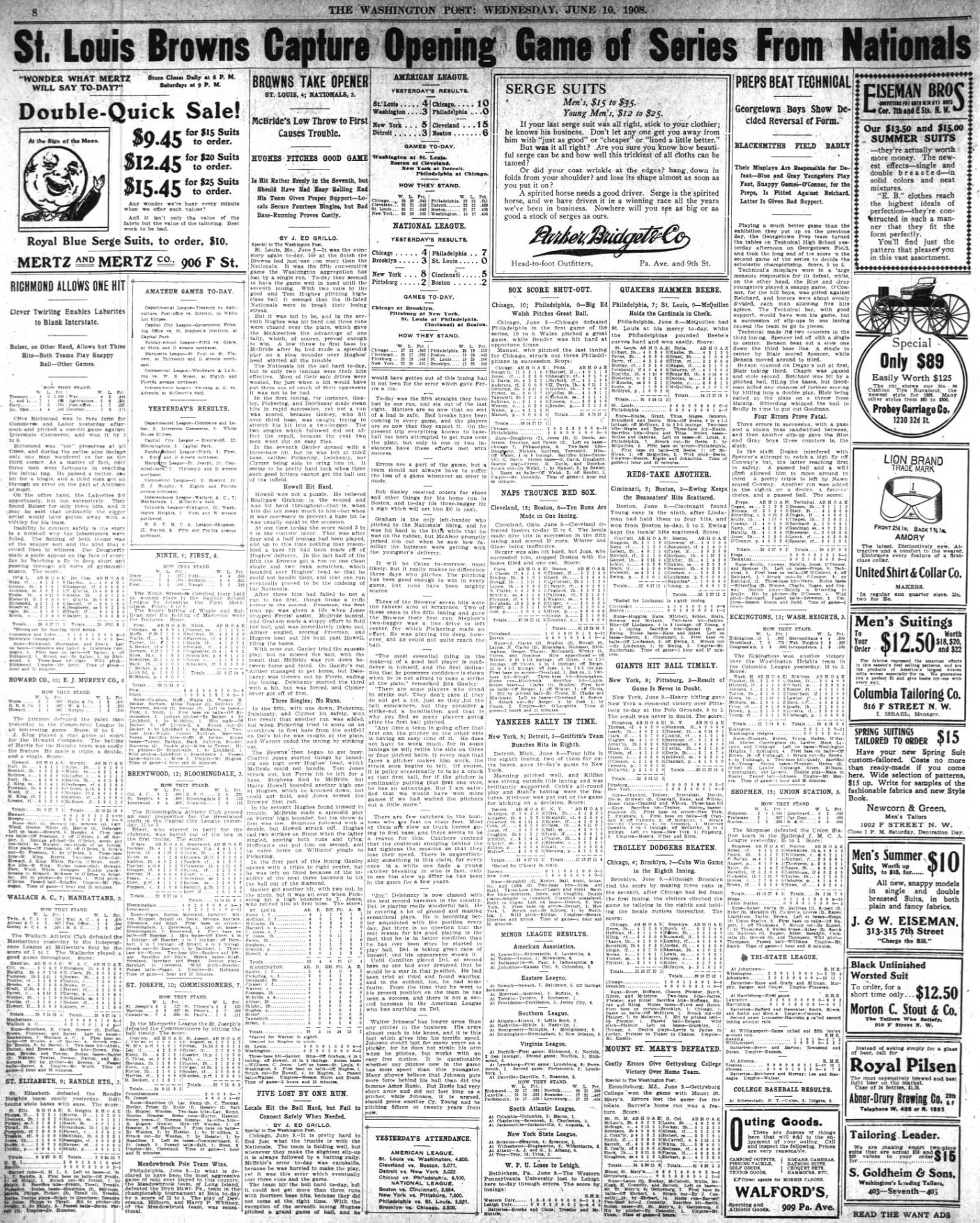 1908 Baseball Newspaper Guide: Washington DC