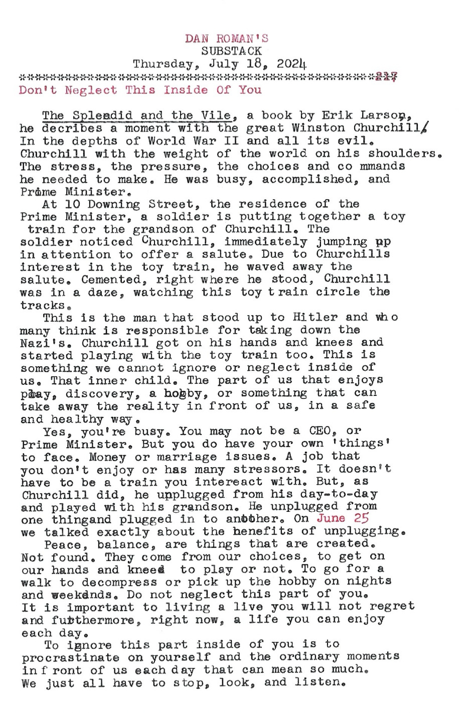 Don't Neglect This Inside of You - Dan Roman's Substack