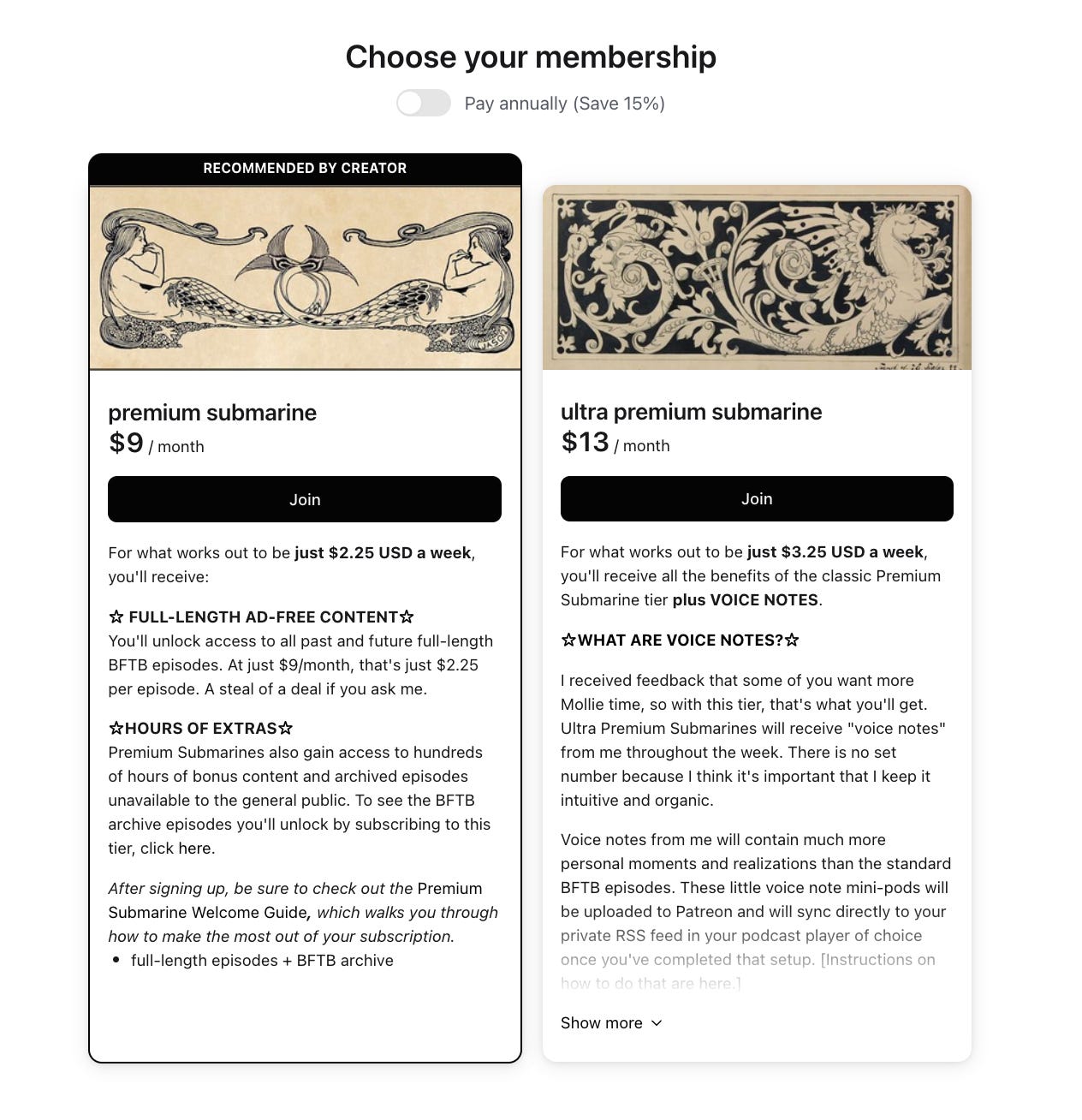 Full list of BFTB podcast bonus content - by mollie adler