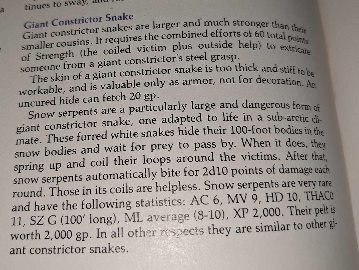 Dungeons & Dragons Monster Cards – Giant Constrictor Snake
