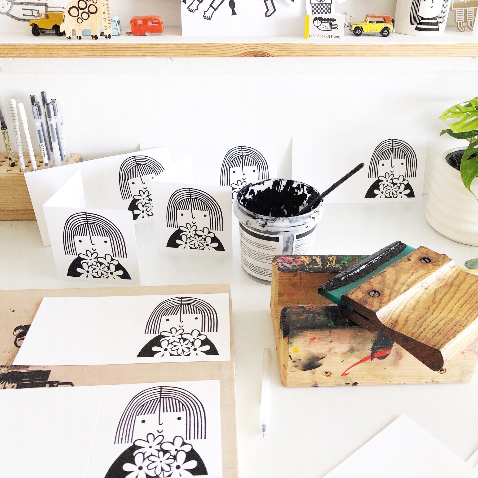 Screen Printed Monochrome Cards - by Jane Foster Designs