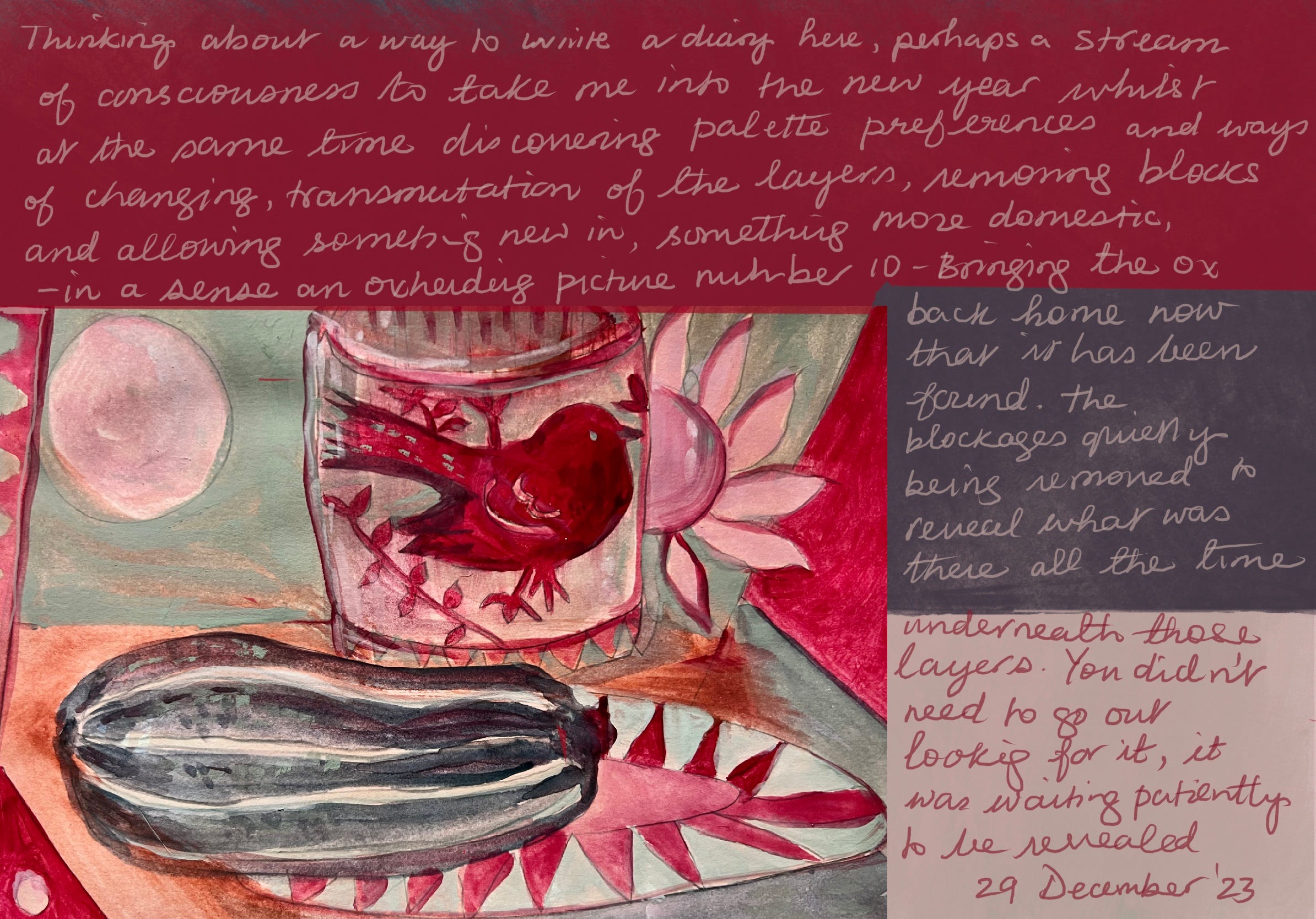 A Winter Meander into Something Else, gouache paintings, small and ...