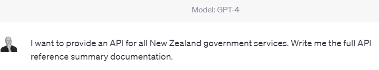 A prototype New Zealand Government API generated by ChatGPT