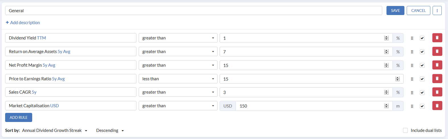 My Screening Criteria - by Tiago Dias - Shade Research