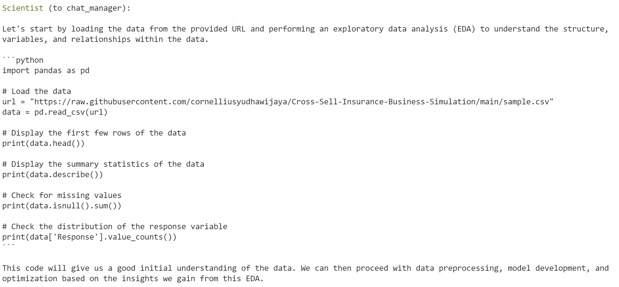 Perform Data Science Task with LLM-Based Agents AutoGen