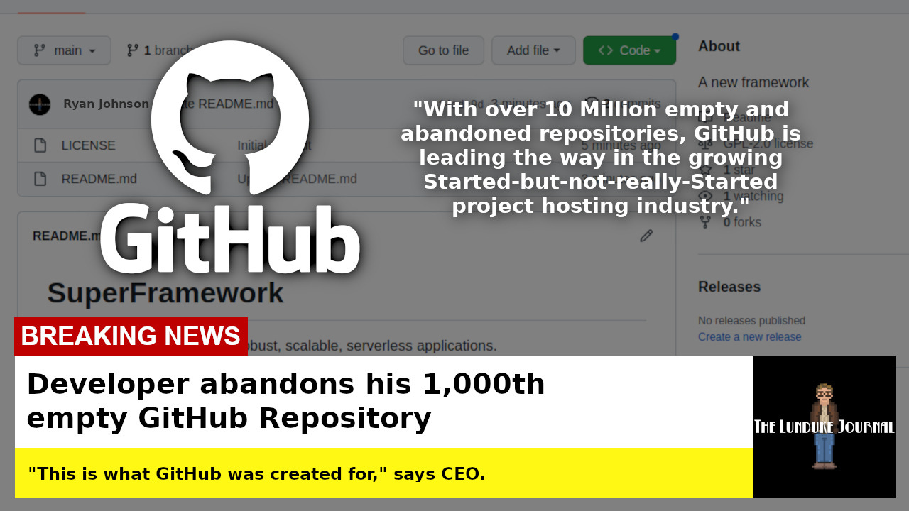 Developer abandons his 1,000th empty GitHub Repository