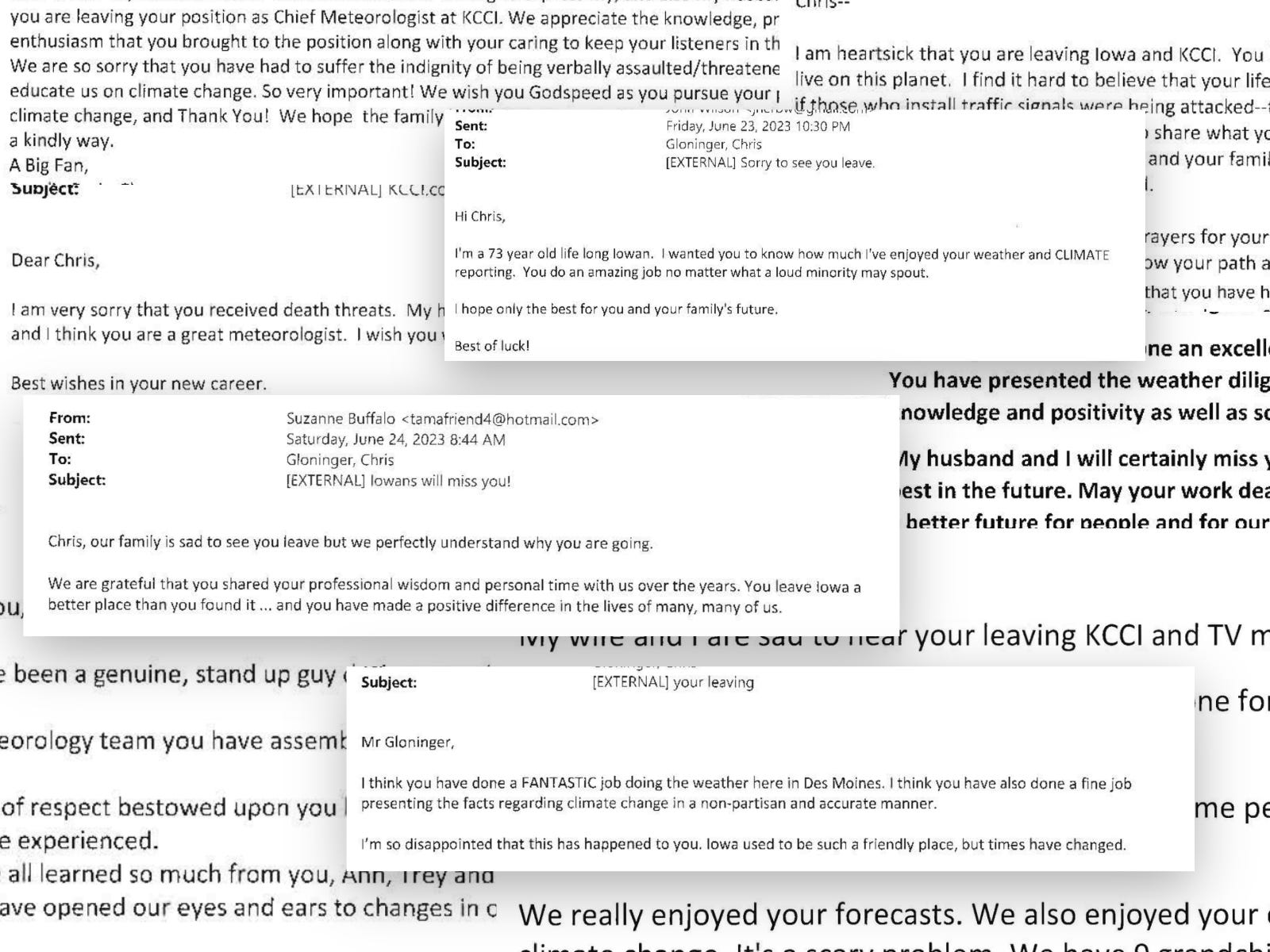 The Iowa meteorologist who quit after death threats got nice e-mails, too
